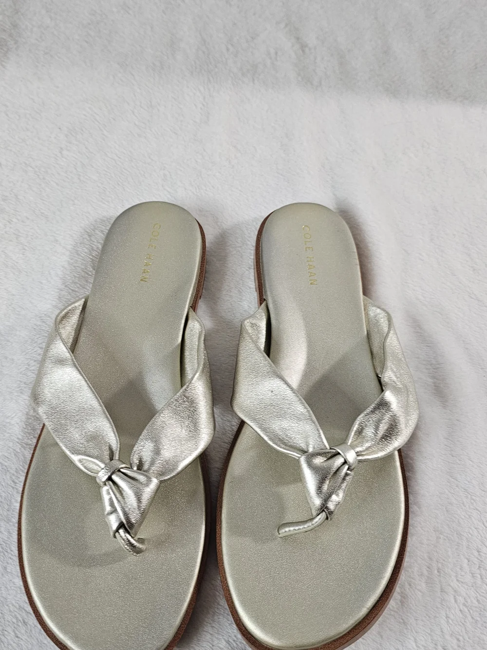 Cole Haan | Shoes | Cole Haan Silver Knotdetail Thong Slippers For ...